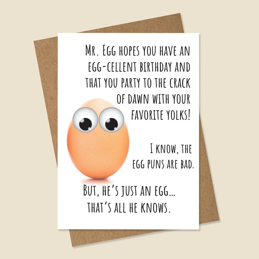 Funny Birthday Card, Egg Birthday Card, Chicken Birthday Card, Pun ...