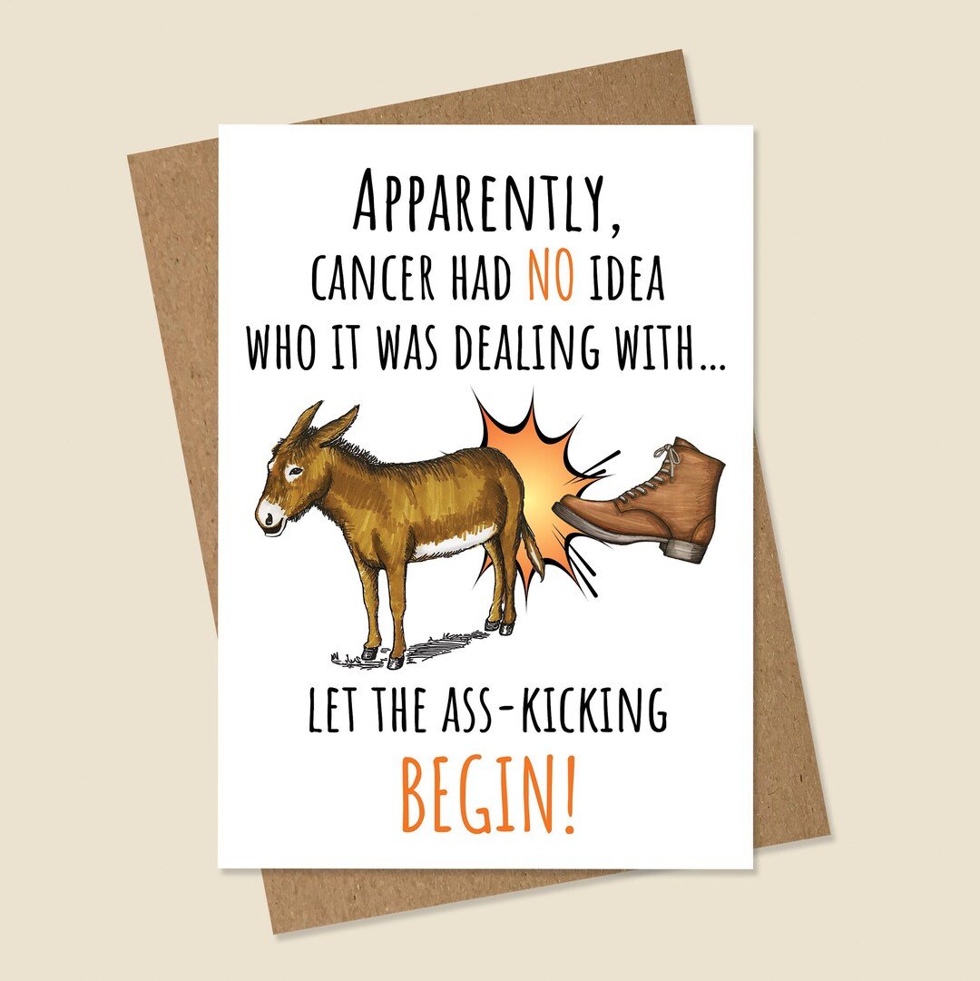 Funny Cancer Card Cancer Encouragement Card Kick Cancers - Etsy