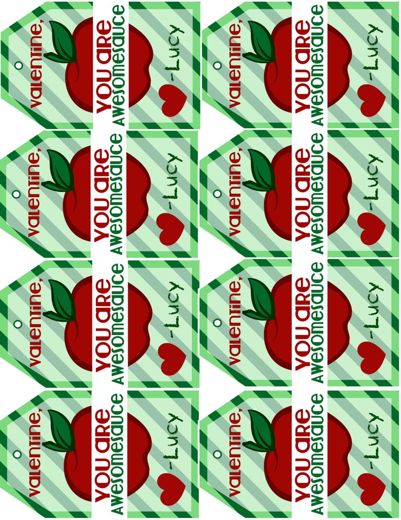Awesomesauce Apple Sauce Valentine Cards and Valentine Tags to Go With ...