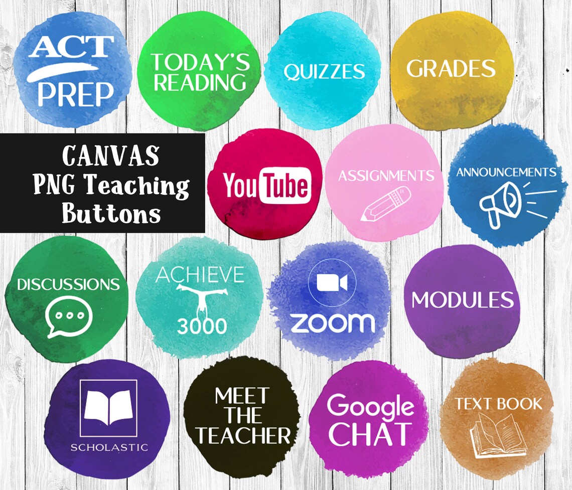 Canvas PNG Buttons for Canvas Teacher Online Classroom 15 - Etsy