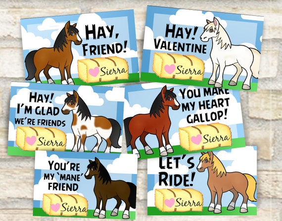 Horse Valentines Horses Valentine for Kids Who Love Horses | Etsy