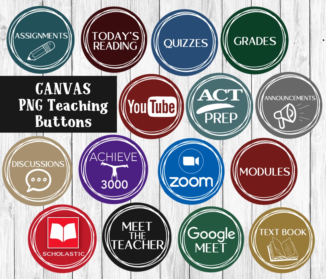 Canvas PNG Buttons for Canvas Teacher Online Classroom 15 - Etsy