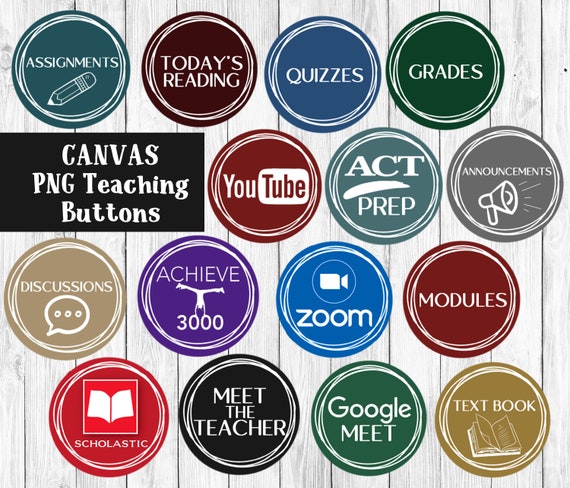 Canvas PNG Buttons for Canvas Teacher Online Classroom 15 - Etsy