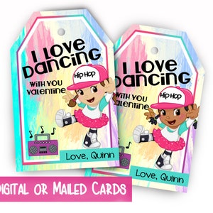 Hip Hop Dancer Valentine Cards Valentines for Little Girl's Dance Class ...