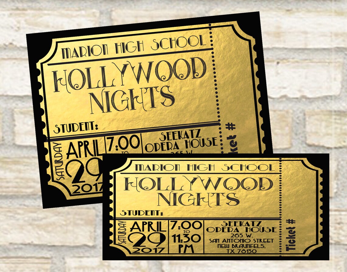 Prom Ticket Design for Students for a School Event School - Etsy