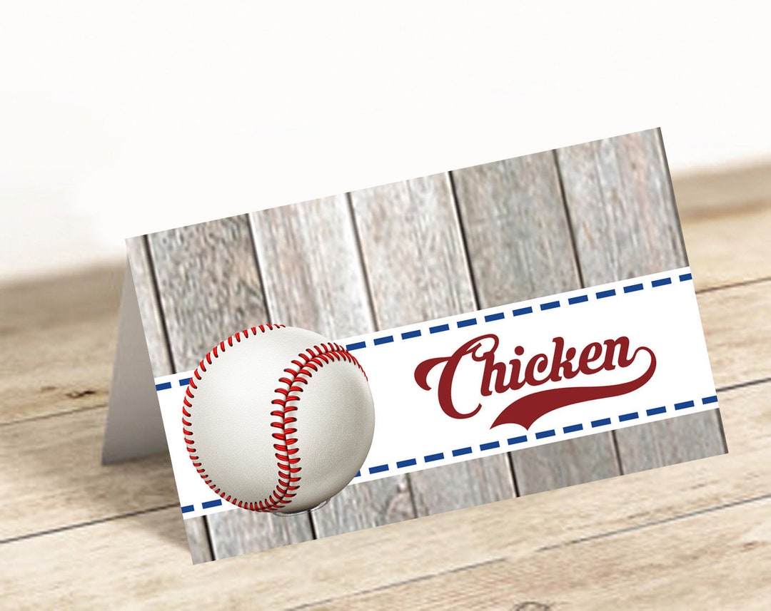 Baseball Themed Food Tent Labels or Name Tags for Boy's Birthday Party ...