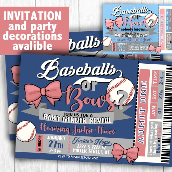 Baseball Gender Reveal Invitation - Etsy