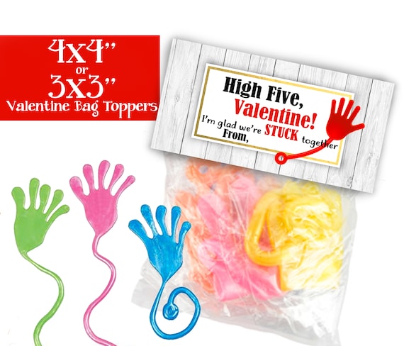 Sticky Hand Valentine Cards Fold Over Bag Topper High Five | Etsy