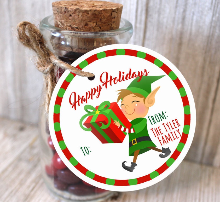 Holiday gift tags circular Christmas gift tags or labels with | Etsy