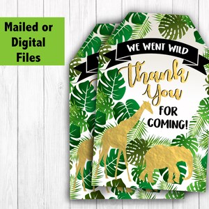 Jungle Leaf and Animal Thank You Tags Labels for Palm Tree - Etsy