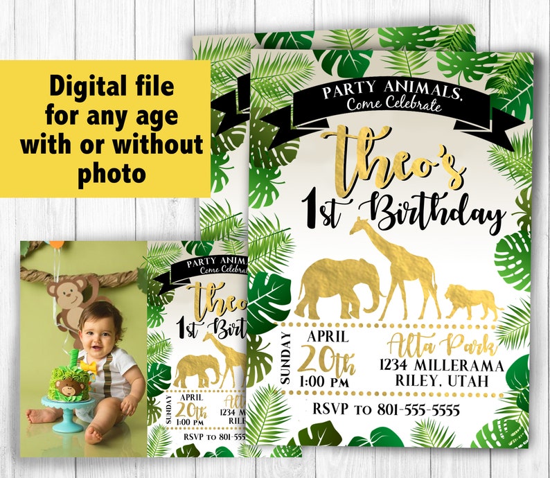 Jungle Birthday Invitation Theme Printable Birthday | Etsy