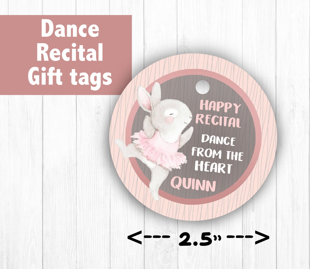 Dance Recital Gift Tag Pink Bunny Pink Ballet Shoe for Gifts or Kid's ...