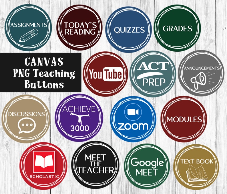 Canvas PNG Buttons for Canvas Online Classroom 15 Transparent - Etsy