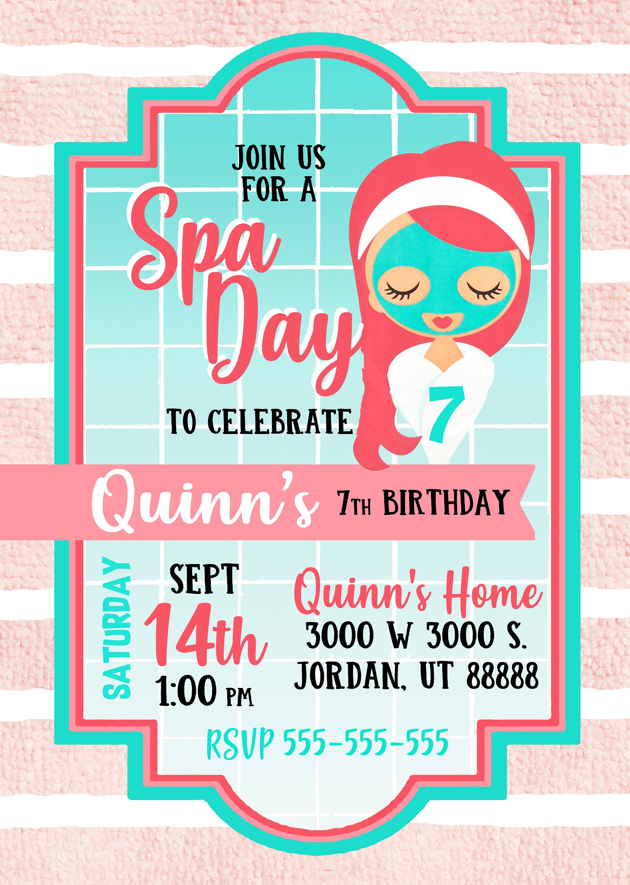 Spa Day Birthday Party Invitation Theme Printable Birthday - Etsy