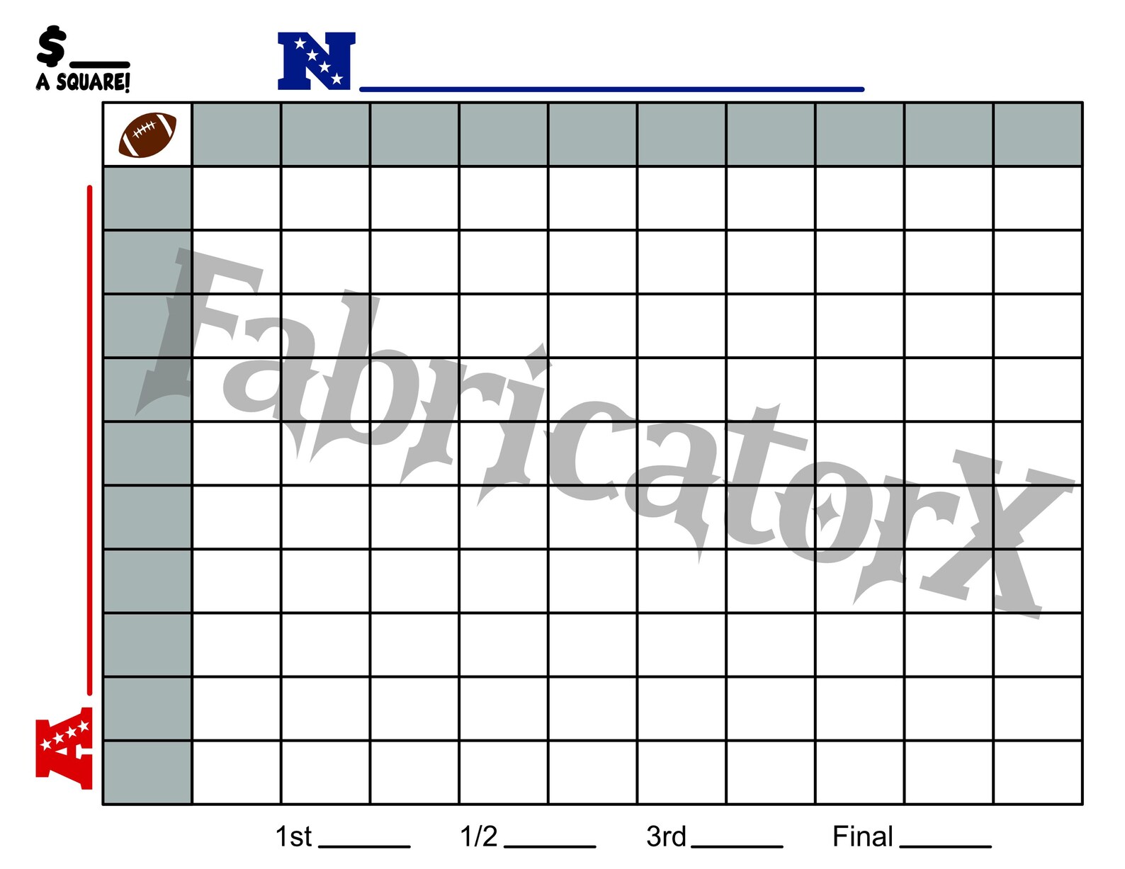 Football Squares! Editable! Instant Digital Download. Color! Vector ...