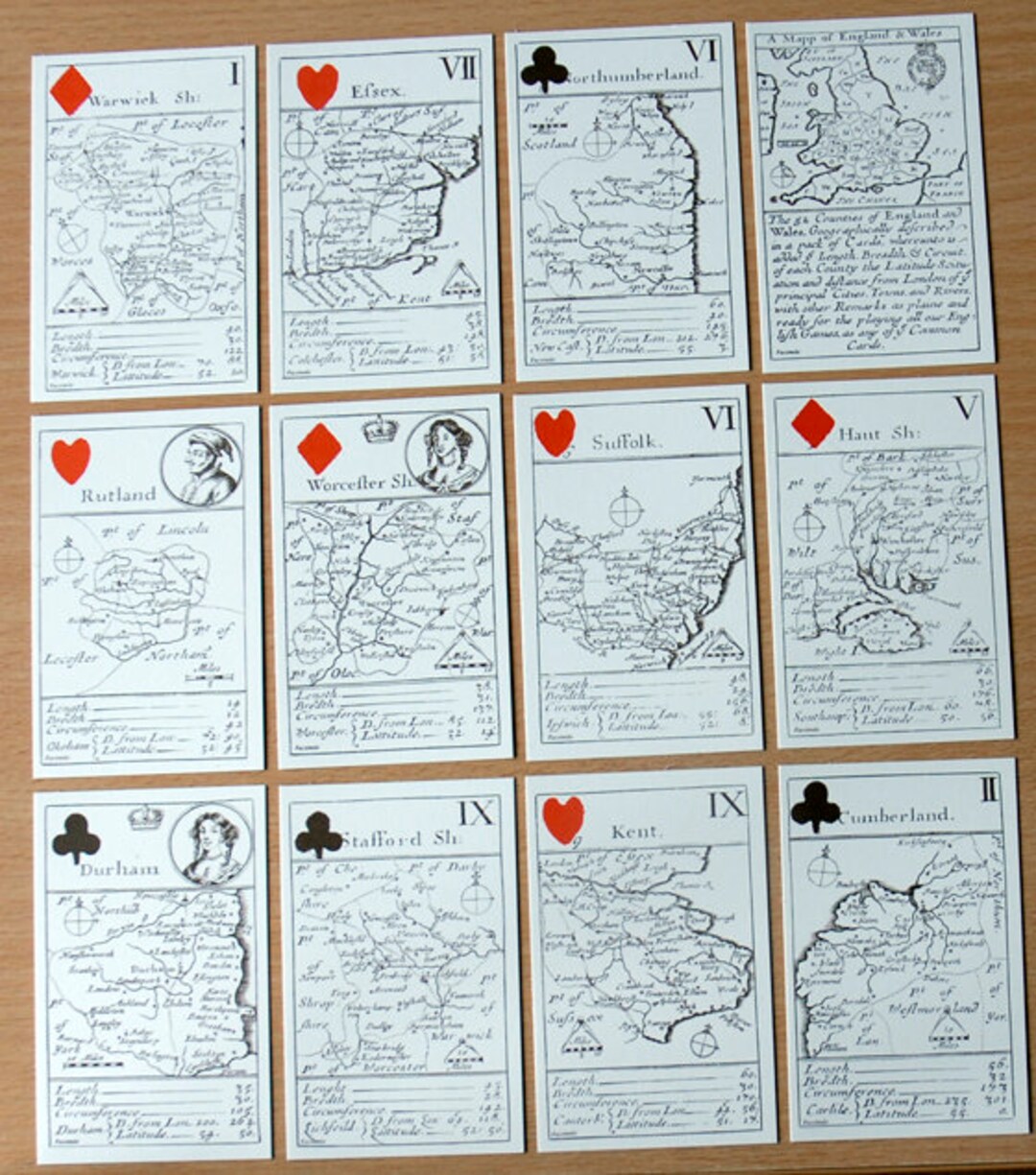 Atlas of England and Wales Playing Cards 1676 - Etsy