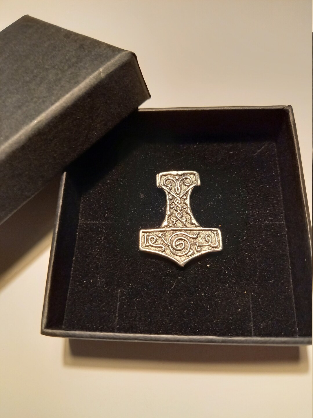 Thor's Hammer Pin Badge and Gift Box - Etsy