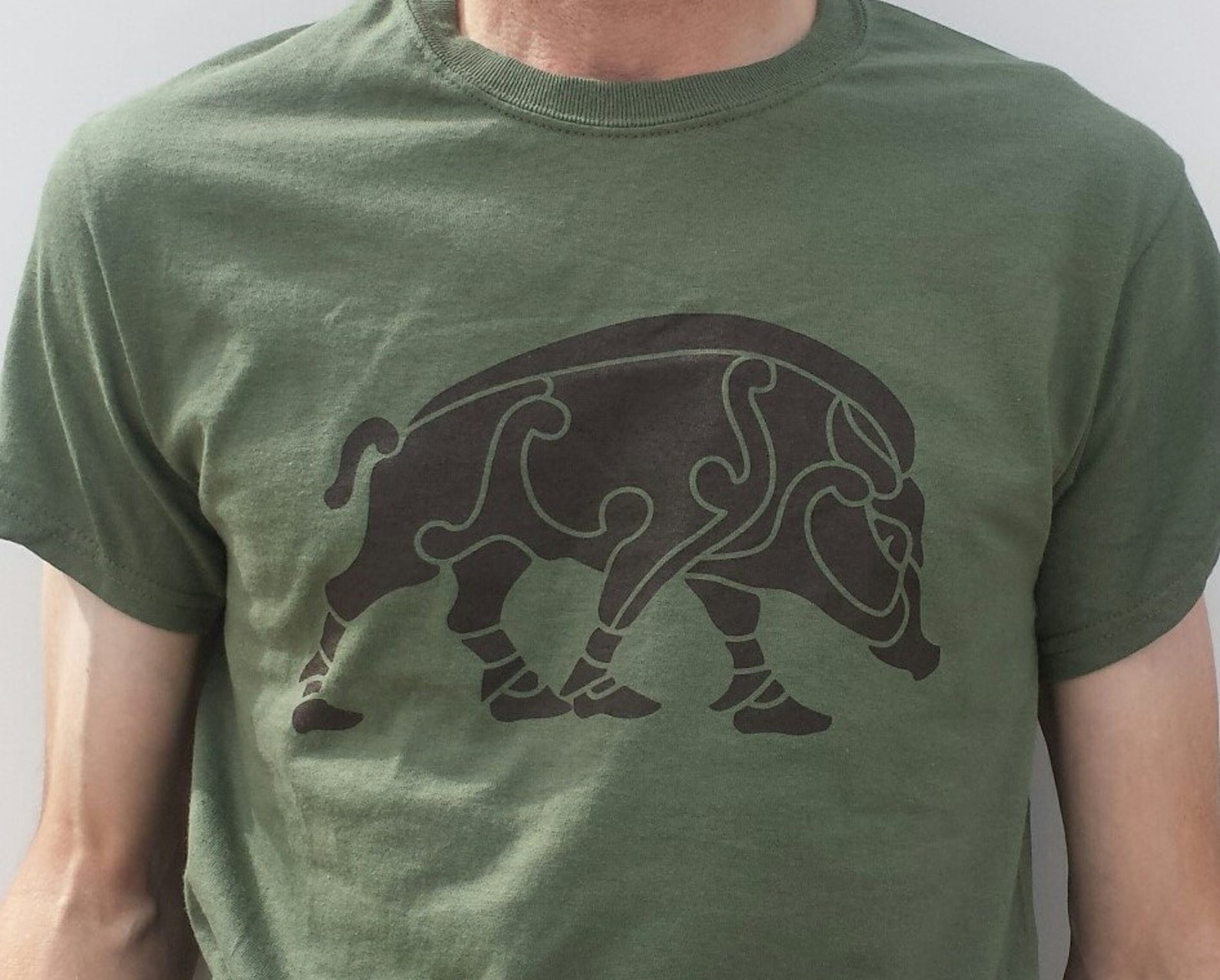 Wild Boar T Shirt green - Etsy UK