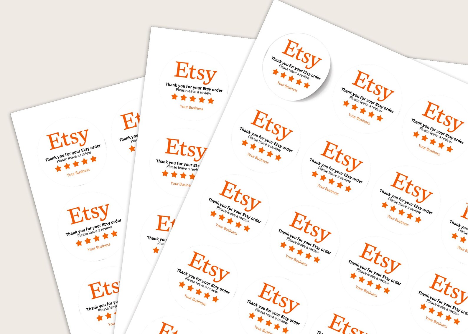 Personalised Round Etsy Order Thank You / Etsy Review Stickers / Labels ...