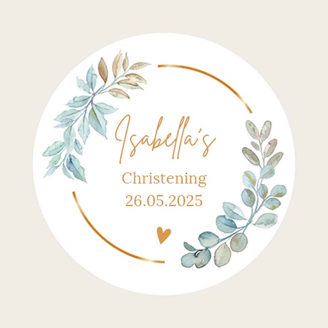 Personalised Round Christening / Baptism / Initation / Ceremonial ...
