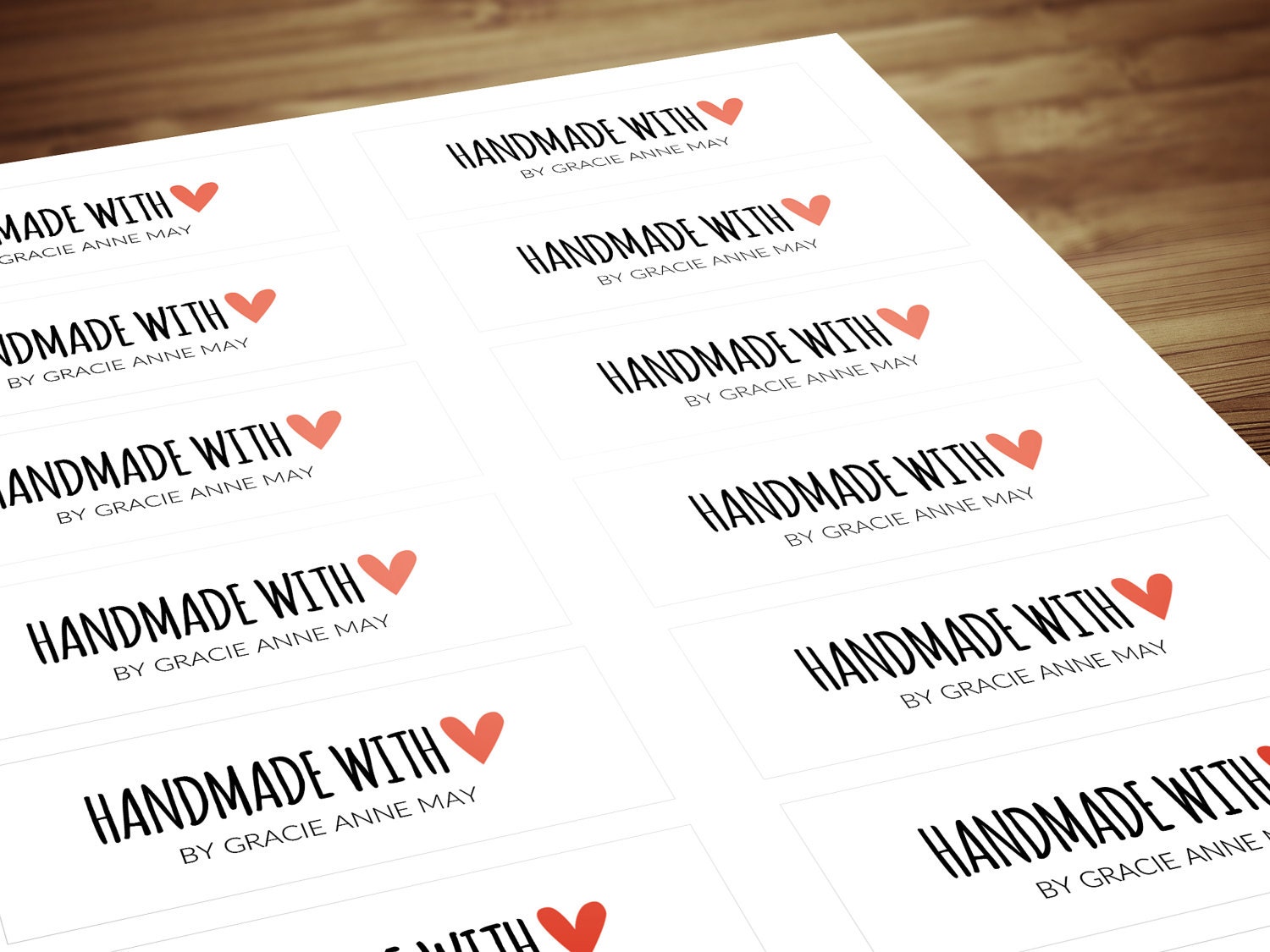 Handmade With Love Personalized Sticky Labels Sheets Self - Etsy