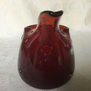 Bischoff Art Glass Ewer Pitcher Poinsettia Red / Amberina | Etsy