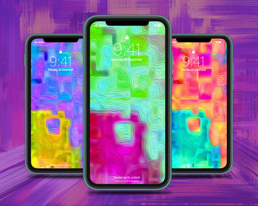 Funky Neon Abstract Mobile Cell Phone Home Screen Wallpaper Instant ...