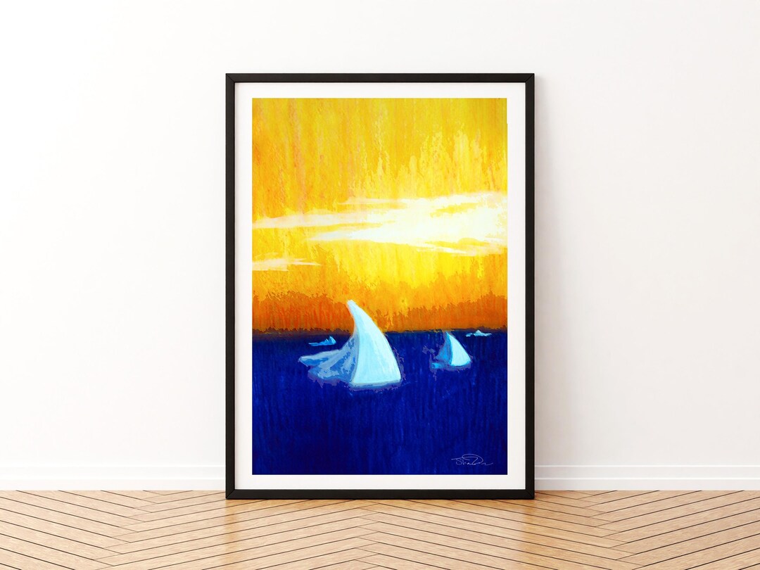 Abstract Arctic Icebergs Poster, Printable Arctic Sunset With Floating ...