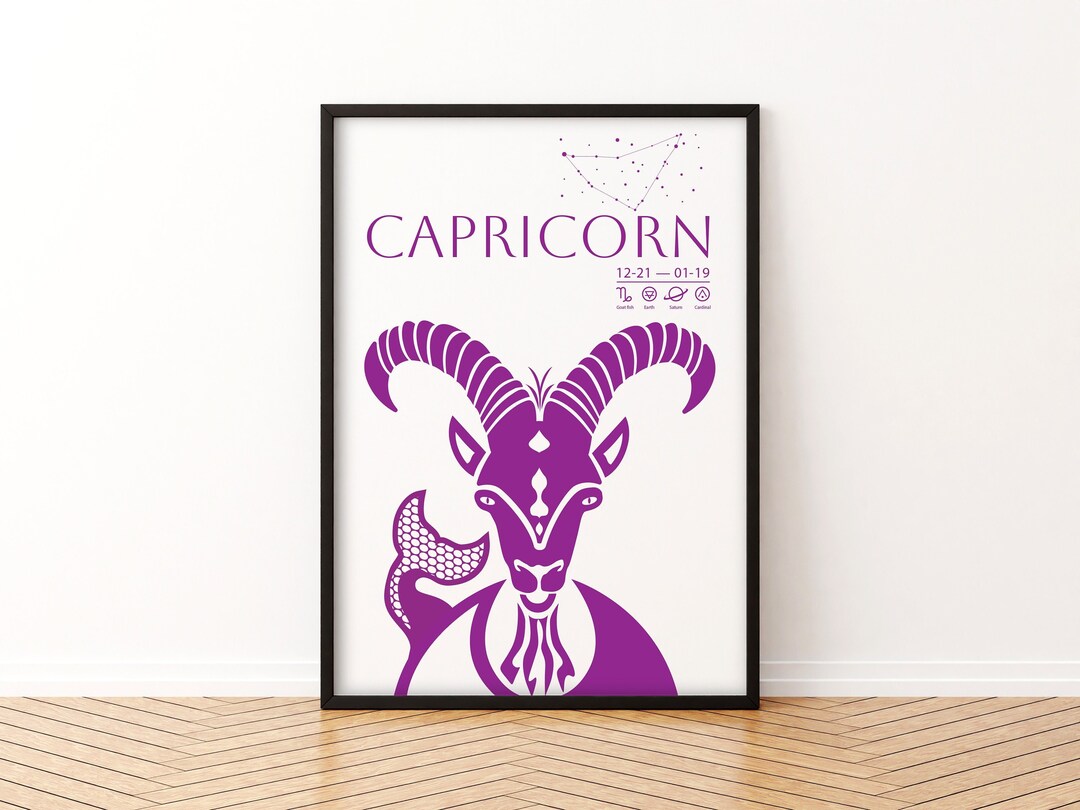 Capricorn Goat Zodiac Birth Month Poster Print, Printable Astrology ...