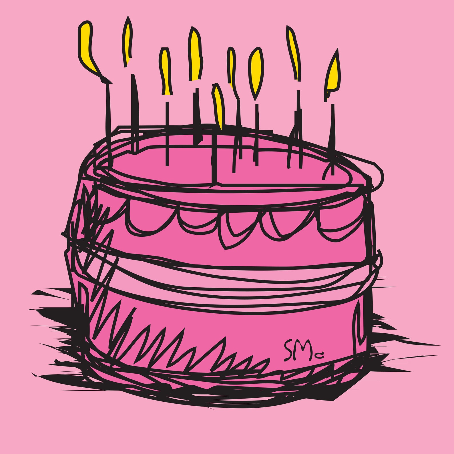 Happy Birthday Cake Printable Pink Birthday Poster in Various Sizes for ...