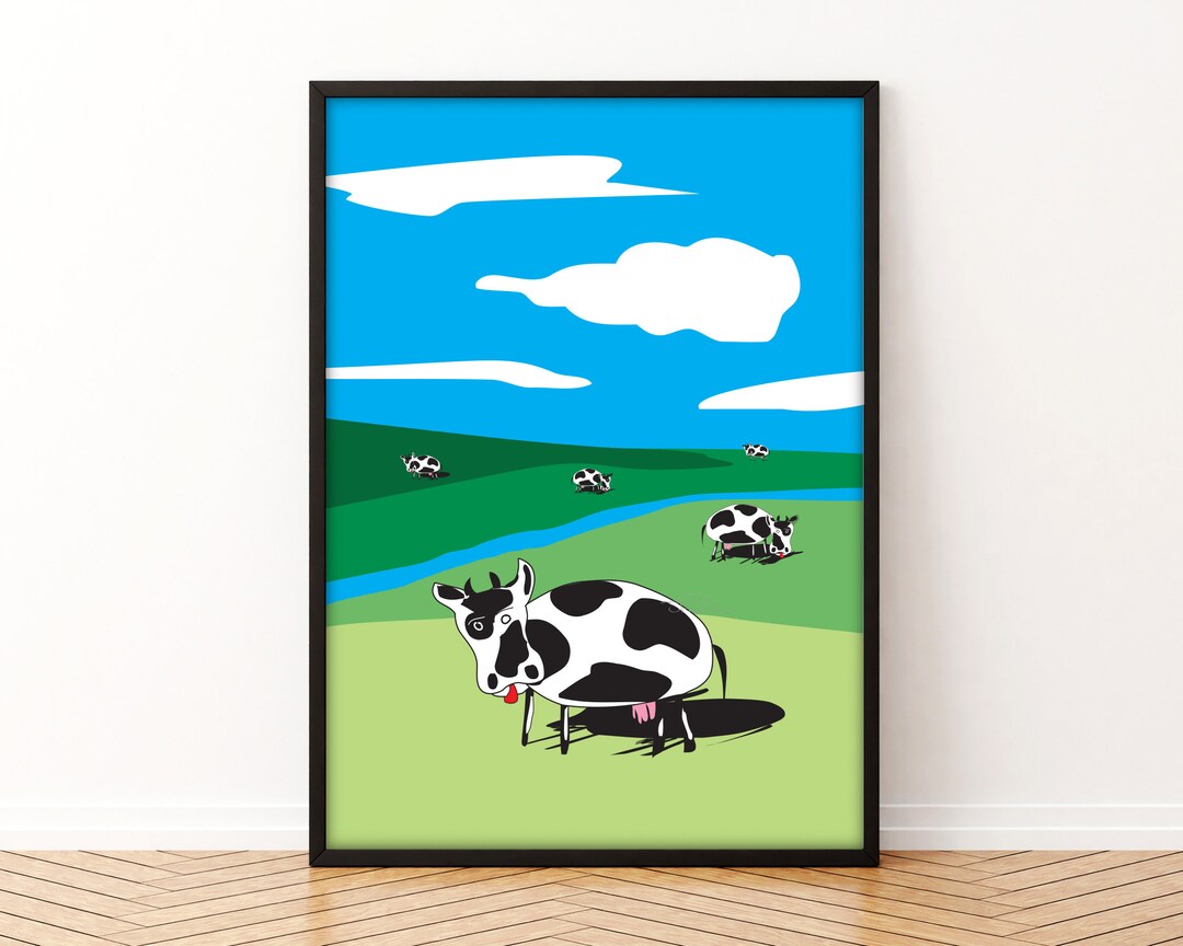 Moo Cows Printable Nursery Child’s Room Wall Art of Cute Cows in a ...