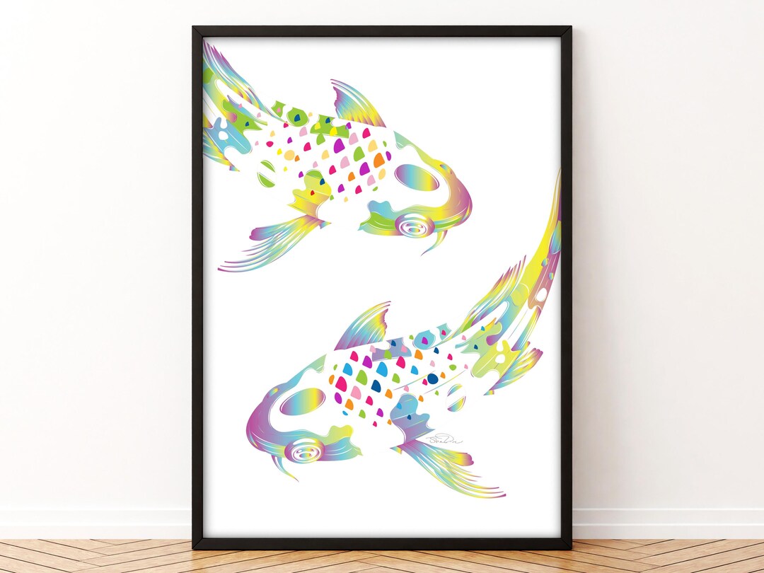 Abstract Koi Fish Poster: Multi-colored Modern Art (digital Download ...