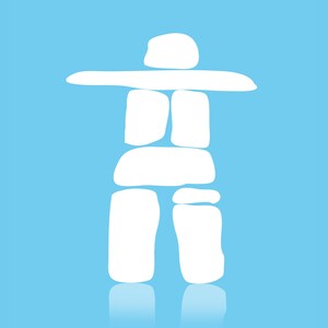 White Inukshuk on Light Cool Blue Background, Printable, Graphic Poster ...