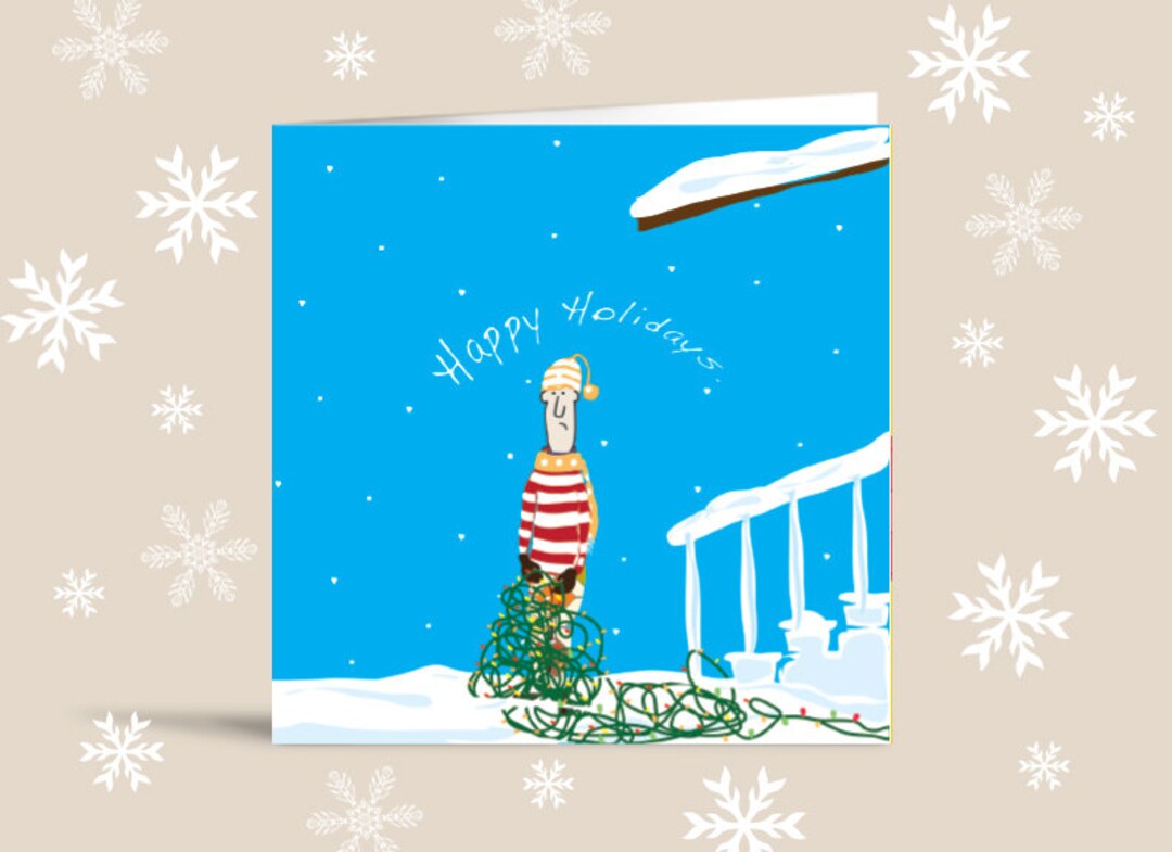 A Set of 10 Funny Dad With Tangled Christmas Lights Christmas Cards ...
