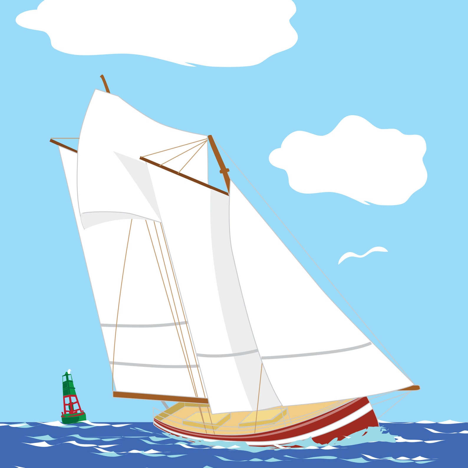 Printable Retro Style Schooner Sailing Vessel Poster Art for Your Home ...