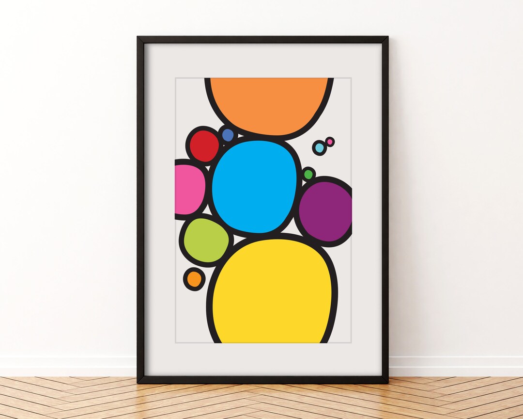 A Graphic Illustration of colored Bubbles. Modern Poster Wall Art for ...