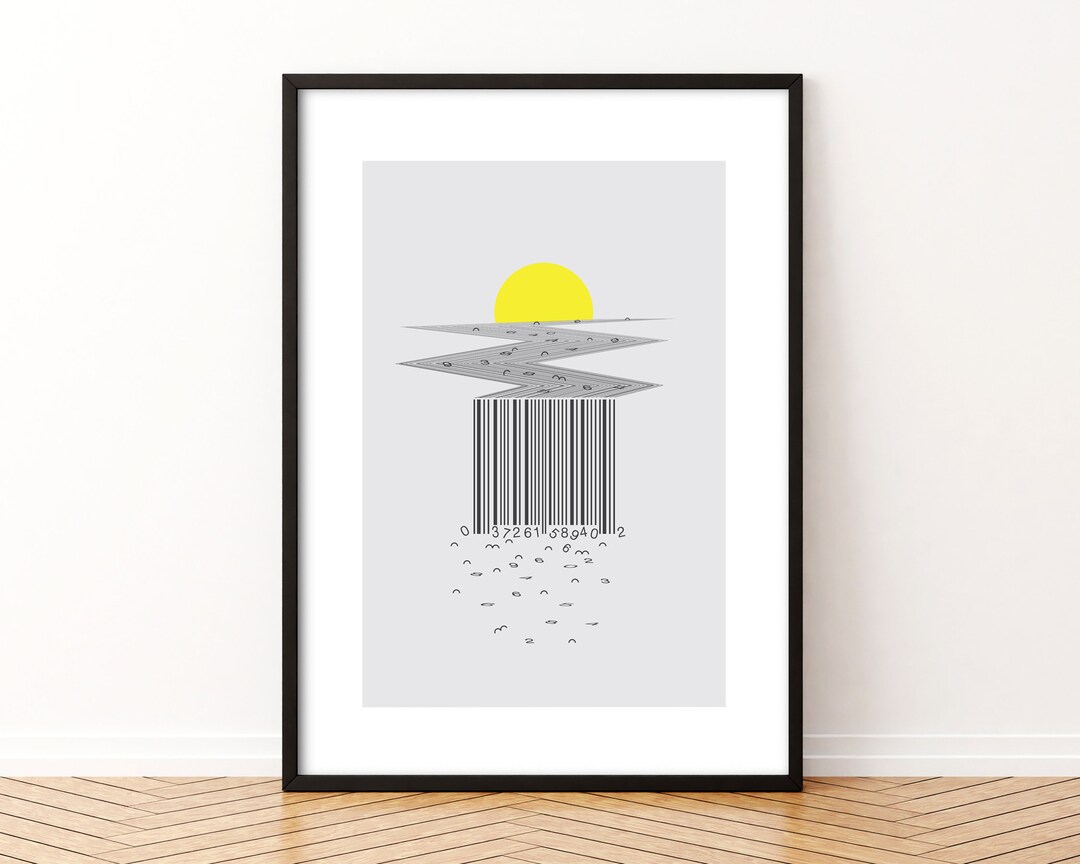 Printable Contemporary Graphic of a UPC Code Illustrated as a Stylized ...