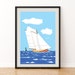 Printable Retro Style Schooner Sailing Vessel Poster Art for Your Home ...
