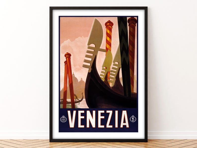 Large Vintage Venice Italy Poster, Printable, Retro Italian Travel ...