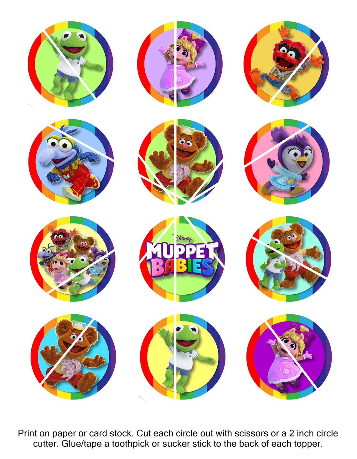 Muppet Babies Cupcake Toppers // DIY // 12 Muppet Babies Toppers ...