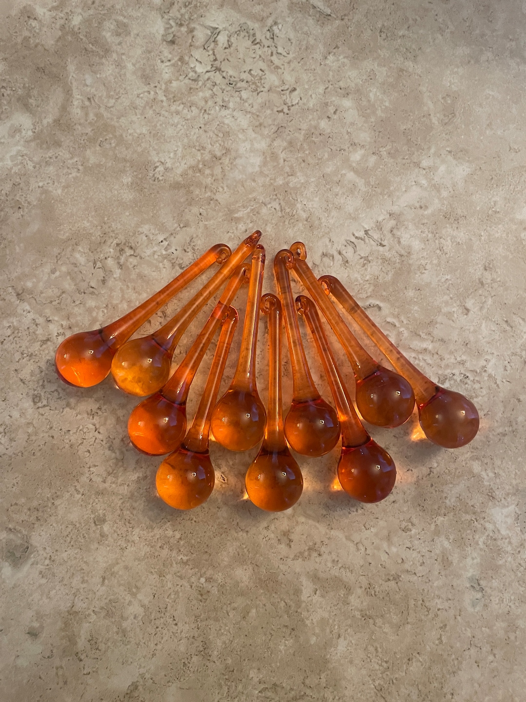 Handmade Orange Glass Raindrop Ornaments: Holiday Decor, Chandelier ...