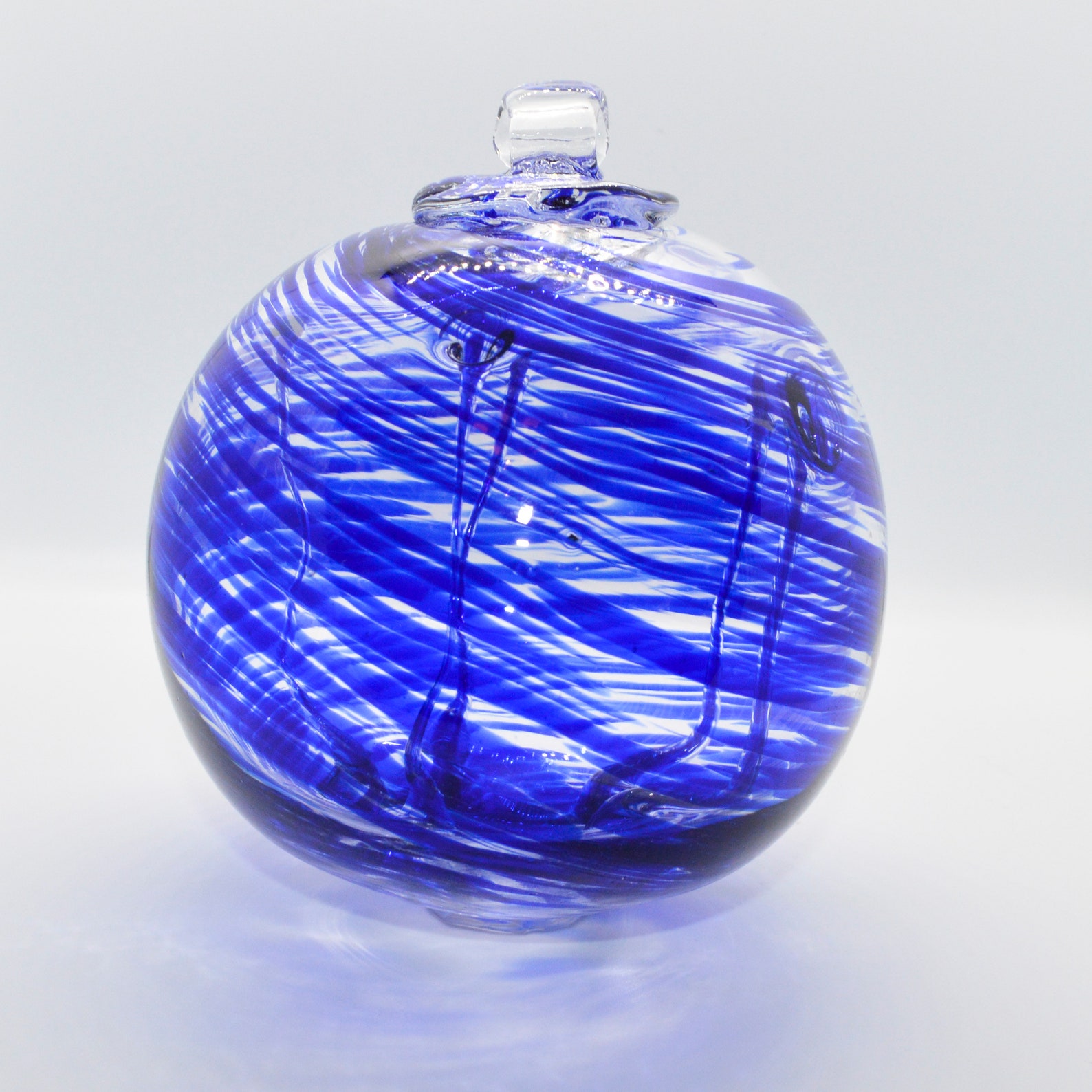 Cobalt Blue Swirled Glass Witch Ball: Arizona Hand Blown Ornament - Etsy