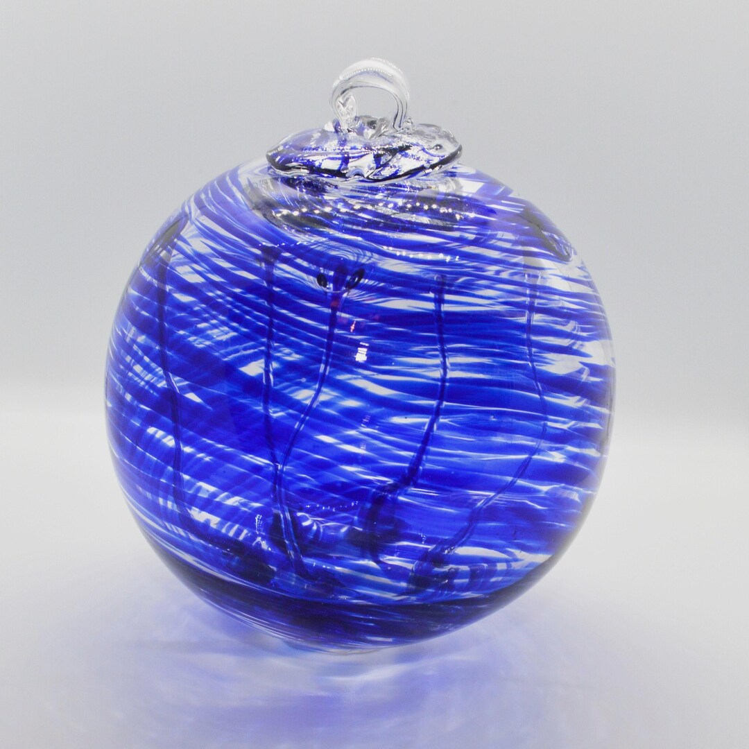 Cobalt Blue Swirled Glass Witch Ball: Arizona Hand Blown Ornament - Etsy