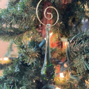 Handmade Green Glass Raindrop Ornaments 2" Set of 14 - Etsy