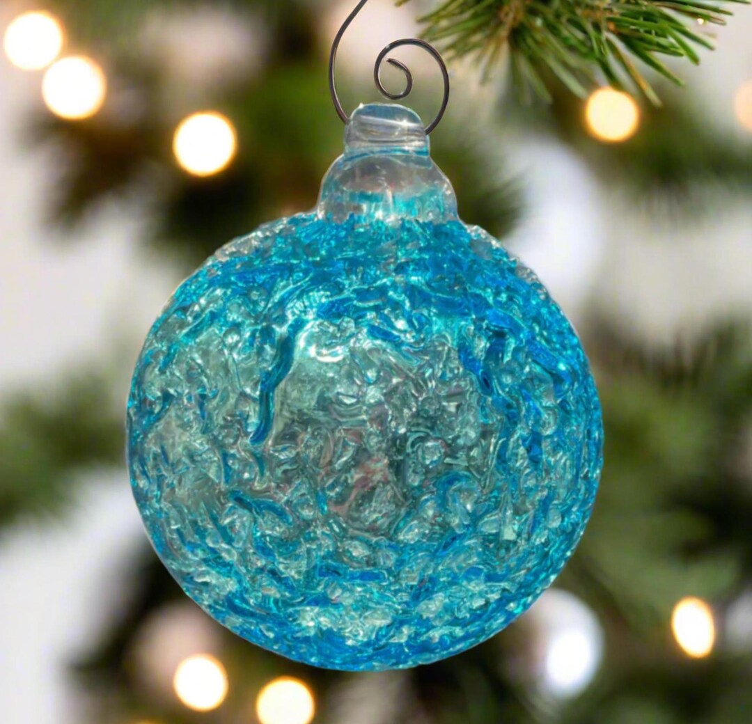 Aqua Blue Nubby Blown Glass Ornament, Blown Glass Christmas Ornament - Etsy