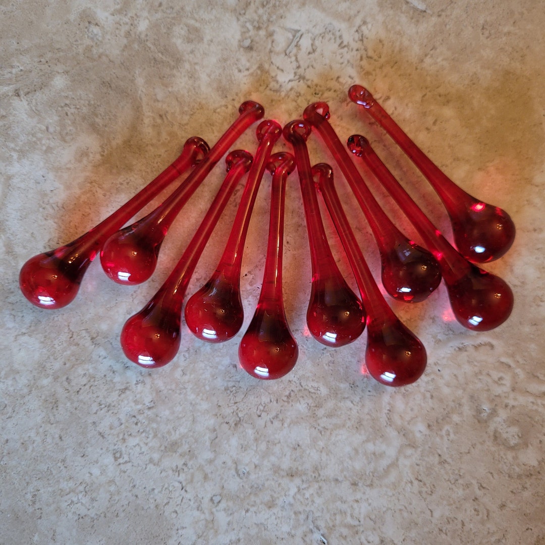Handmade Red Glass Raindrop Ornaments 3" Set of 10 - Etsy