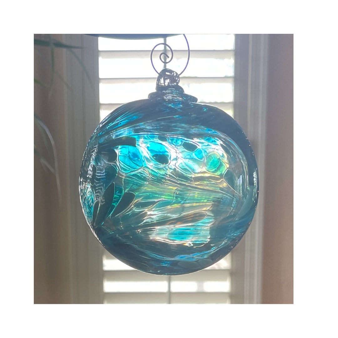 Aqua Turquoise Swirled Blown Glass Friendship Ornament - Etsy