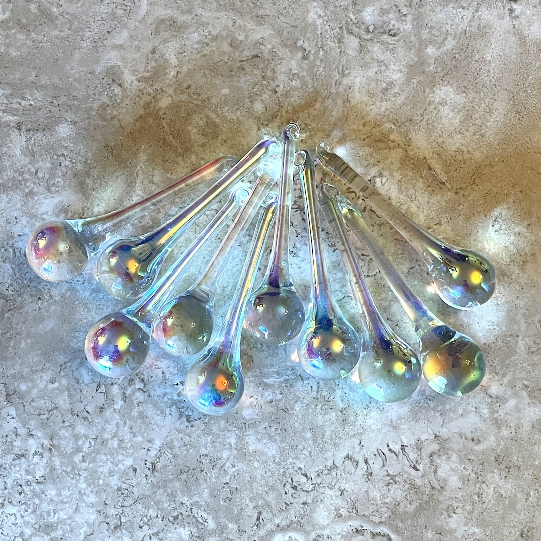 Handmade Iridescent Glass Raindrop Ornaments, Set of 100 - Etsy