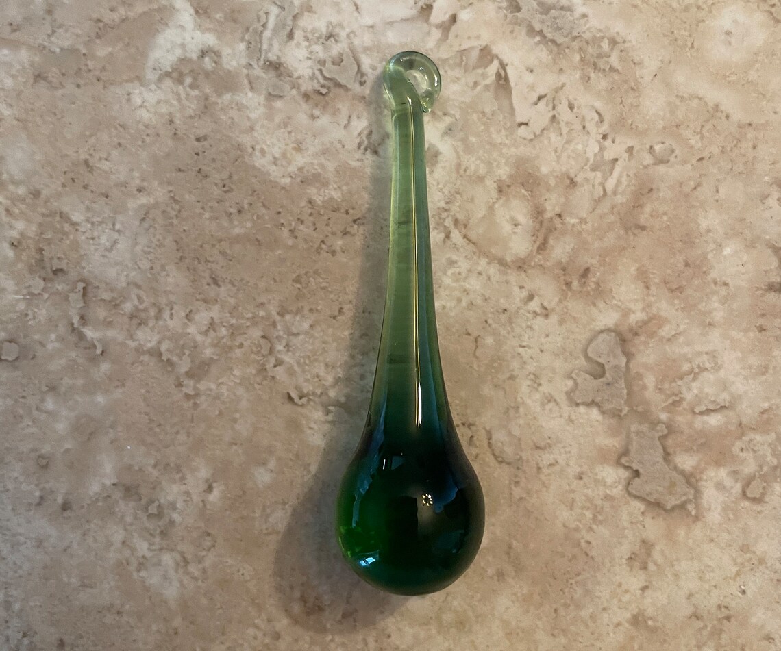 Handmade Green Glass Raindrop Ornaments 2" Set of 14 - Etsy