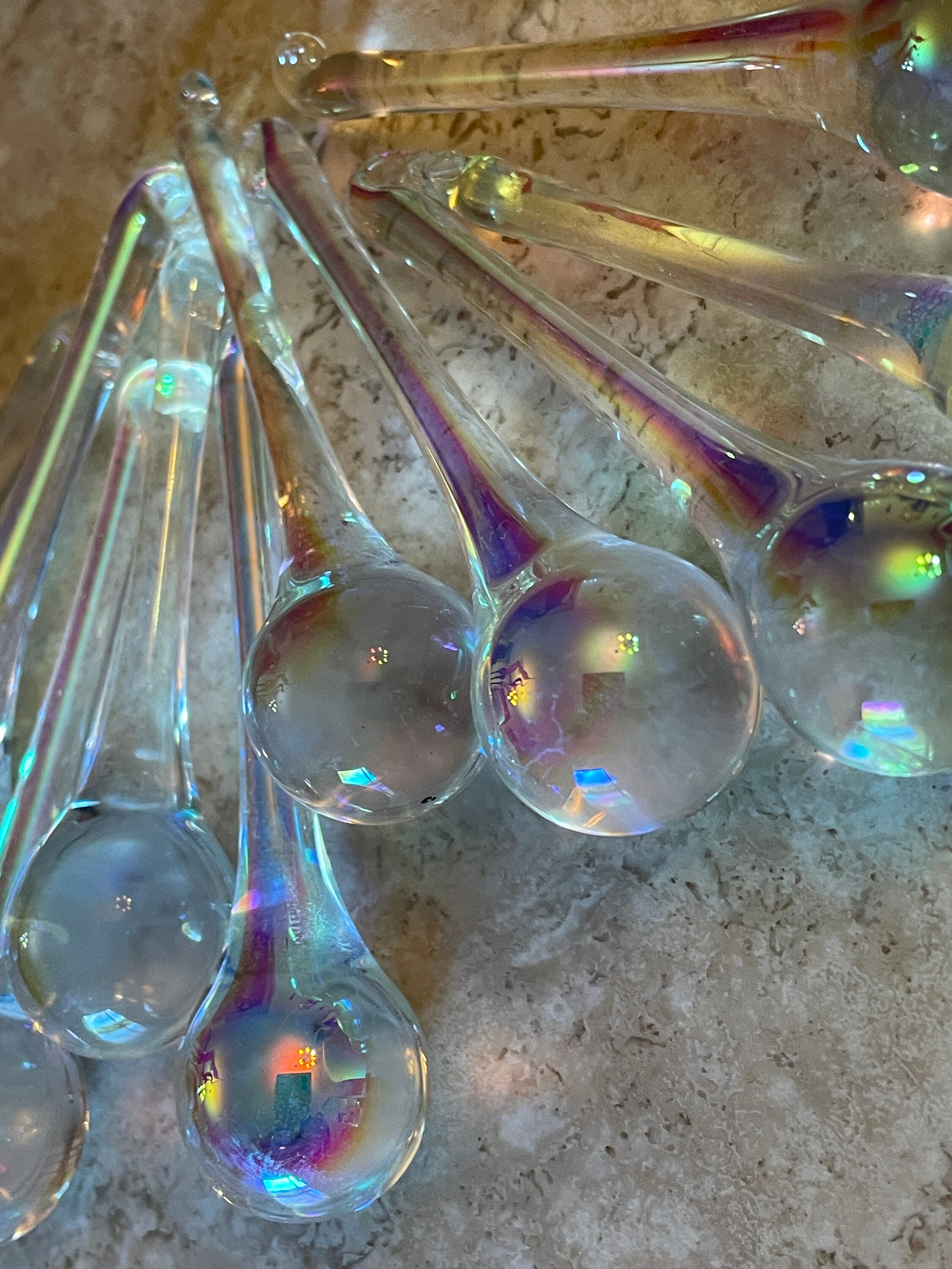 Handmade Iridescent Glass Raindrop Ornaments, Set of 100 - Etsy